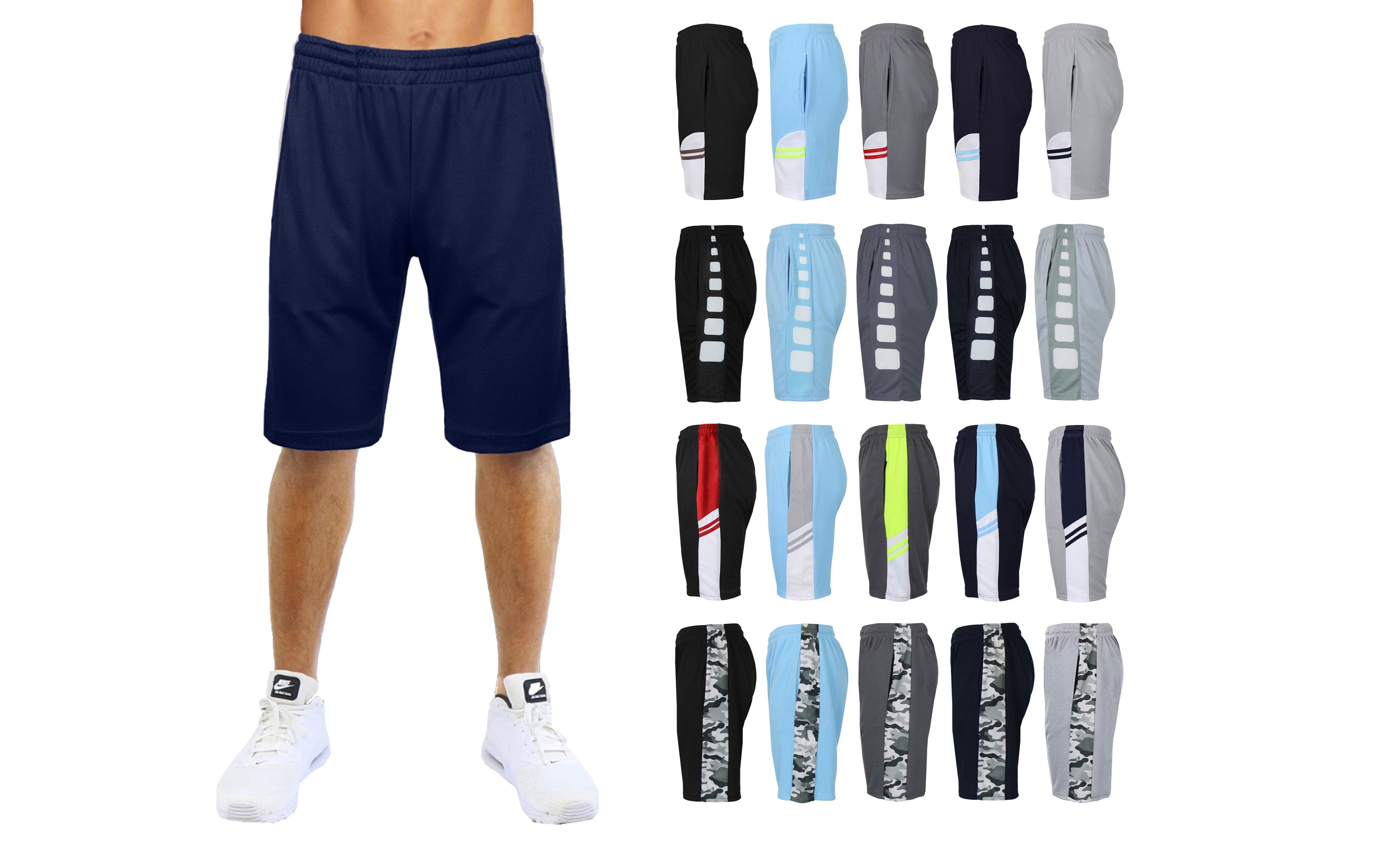 [5 PACK] Men's Active Mesh Moisture Wicking Shorts with Side Design ...